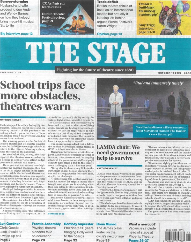 The Stage Magazine / Buy a subscription at UniqueMagazines.co.uk